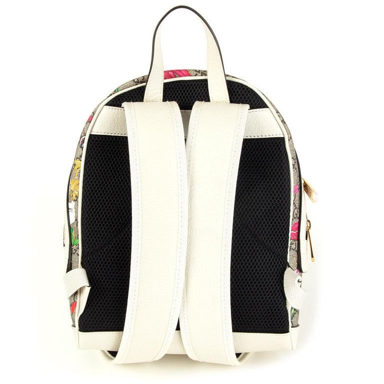 GUCCI white leather OPHIDIA GG FLORAL SMALL Backpack Bag at 1stDibs ...