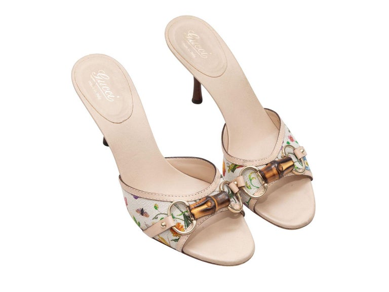 Gucci White and Multicolor Flora Bamboo Horsebit Sandals For Sale at ...
