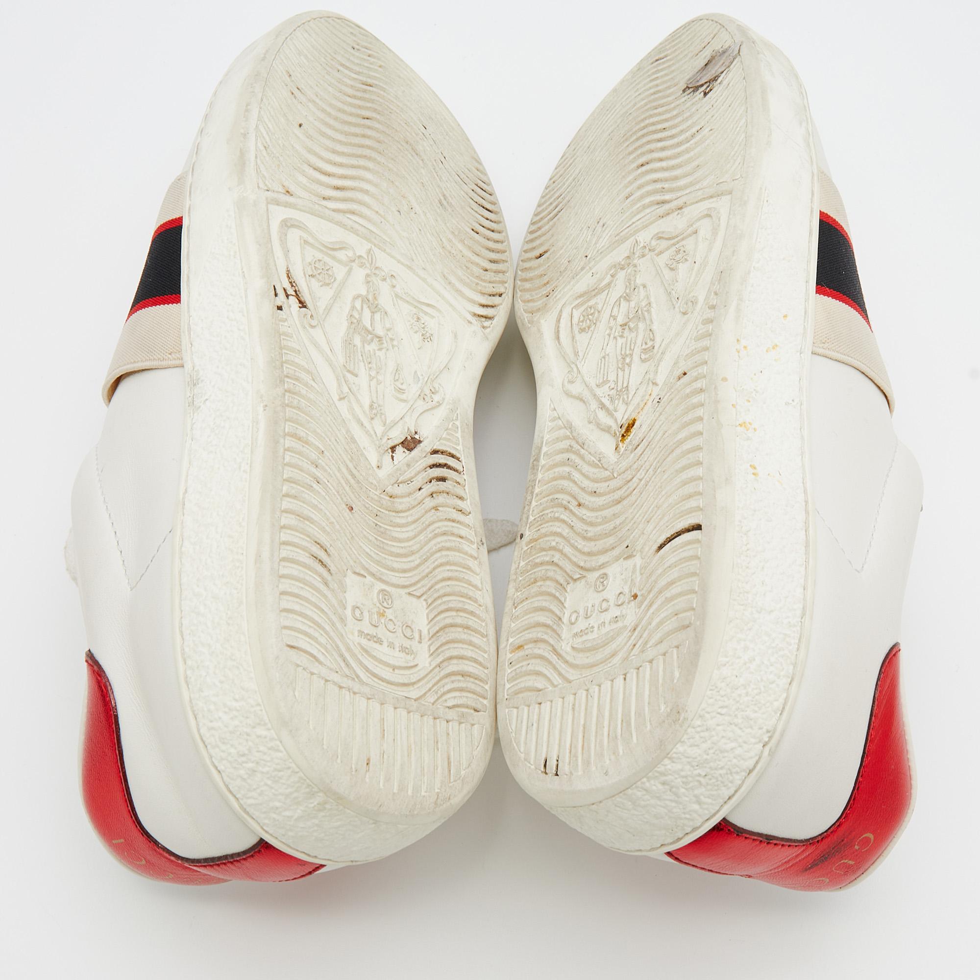 Gucci White/Red Leather New Ace Logo Strap Sneaker Size 35.5 For Sale ...