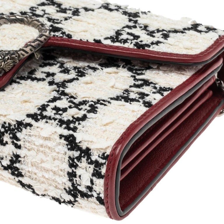 Gucci White/Red Tweed and Leather Mini Dionysus Shoulder Bag at 1stDibs
