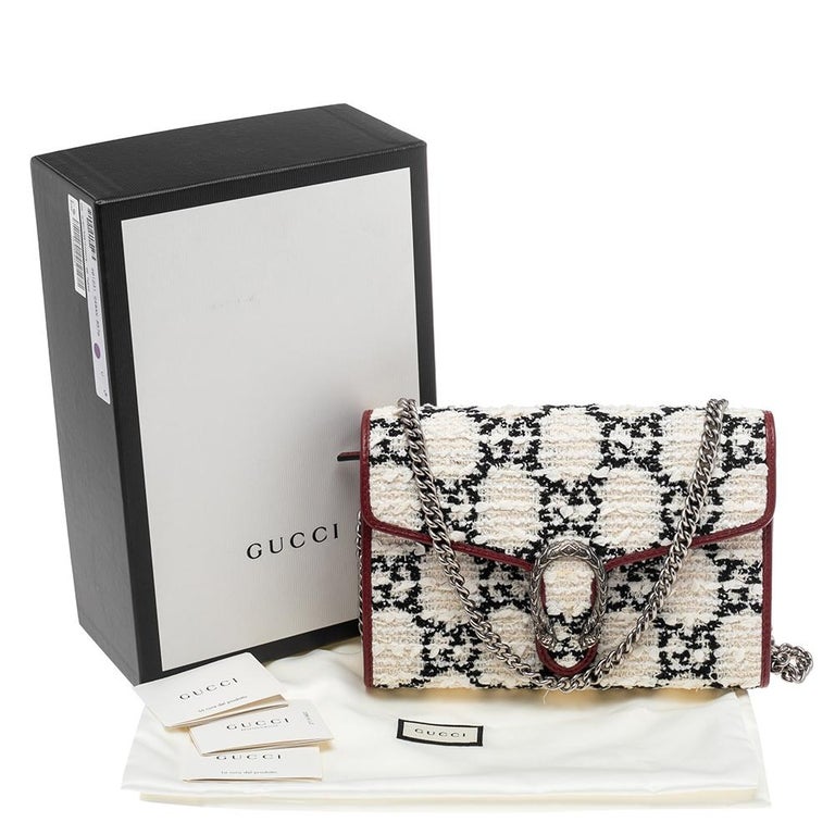 Gucci White/Red Tweed and Leather Mini Dionysus Shoulder Bag at 1stDibs