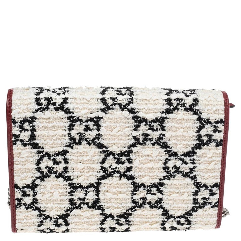 Gucci White/Red Tweed and Leather Mini Dionysus Shoulder Bag at 1stDibs