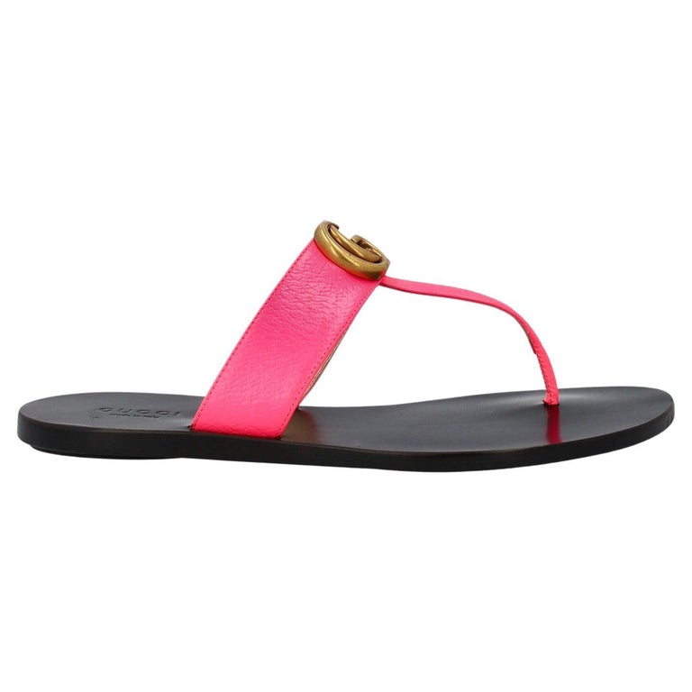 Gucci Women Flip-flops Pink Leather EU 36.5 For Sale at 1stDibs