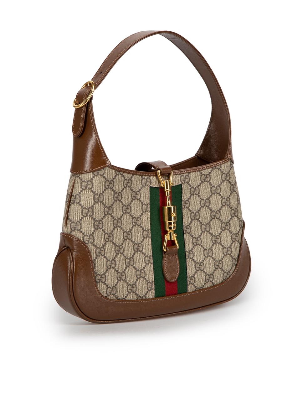 Gucci Women's Brown Leather Trim Jackie 1961 Shoulder Bag For Sale at 1stDibs