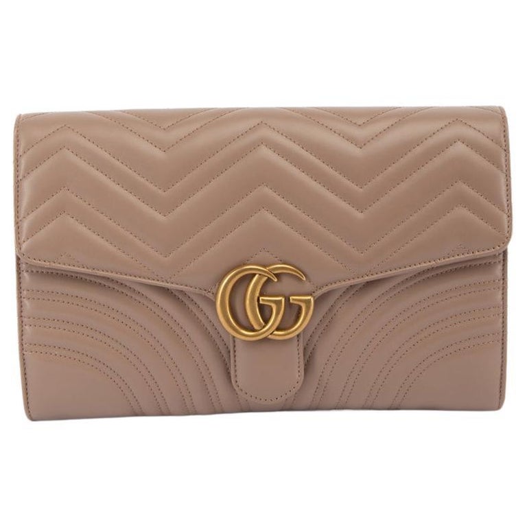 Gucci Women's Dusty Pink GG Marmont Quilted Matelasse Flap Clutch For Sale at 1stDibs