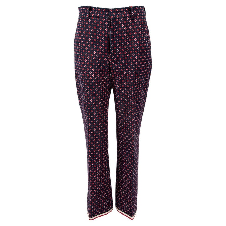 Gucci Women's Navy Patterned Trousers For Sale at 1stDibs