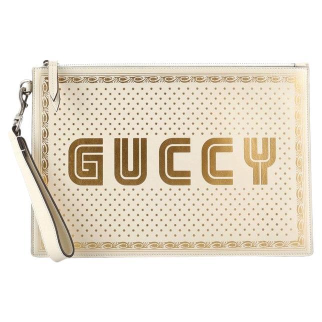 Gucci Wristlet Clutch Limited Edition Printed Leather at 1stDibs