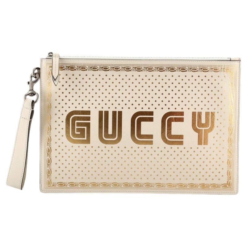 Gucci Wristlet Clutch Limited Edition Printed Leather at 1stDibs