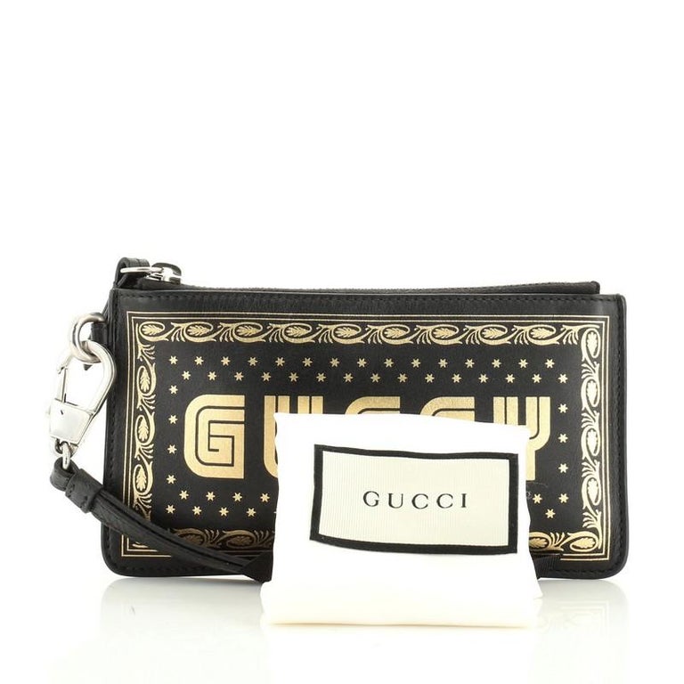 Gucci Wristlet Clutch Limited Edition Printed Leather Small at 1stDibs