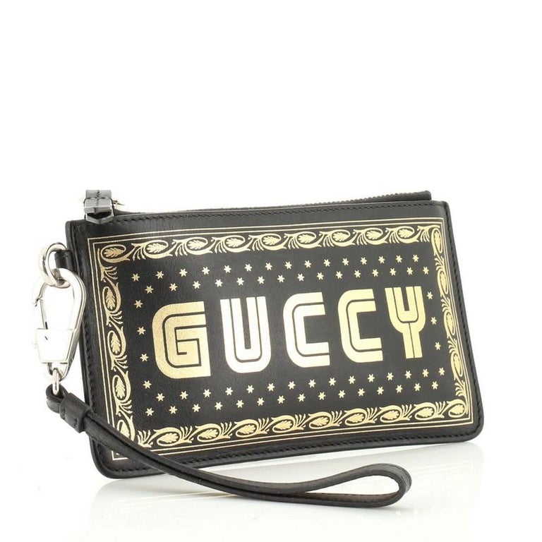 Gucci Wristlet Clutch Limited Edition Printed Leather Small at 1stDibs
