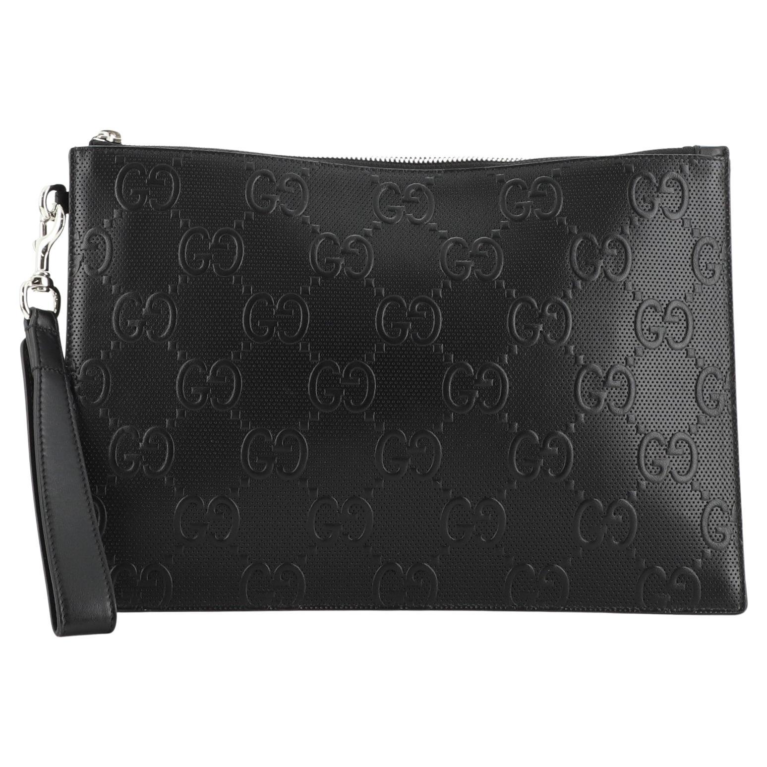Gucci Wristlet Pouch GG Embossed Perforated Leather at 1stDibs | gucci ...