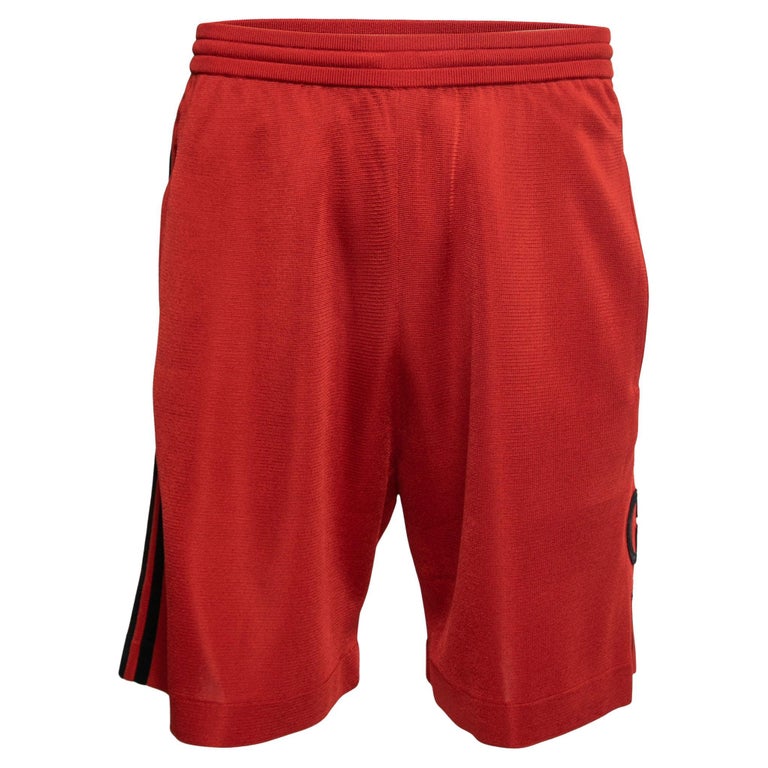 Gucci X adidas Red GG Monogram Knit Bermuda Shorts M For Sale at 1stDibs