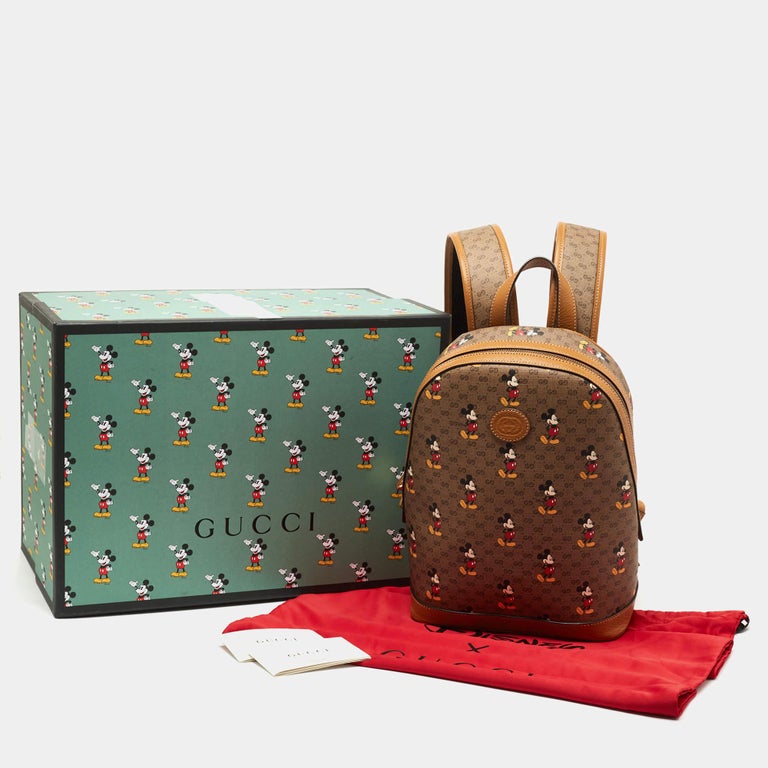 Gucci x Disney Brown GG Supreme Canvas and Leather Mickey Mouse ...