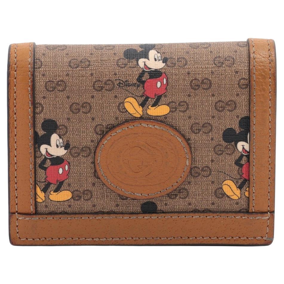 Gucci x Disney Mickey Microguccissima Compact Wallet Brown x Dark Beige ...