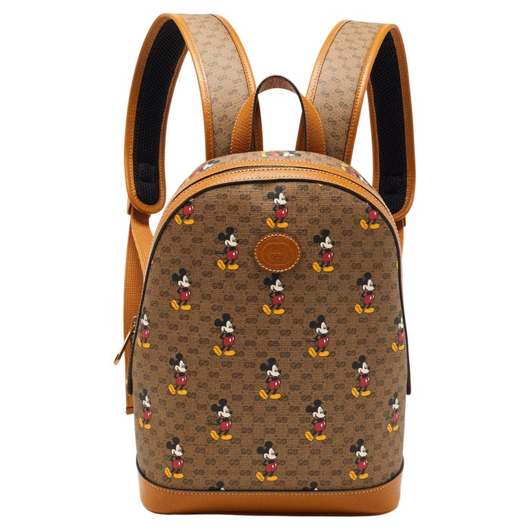 Gucci x Disney Tan/Beige Mickey Print GG Supreme Canvas Small Backpack ...
