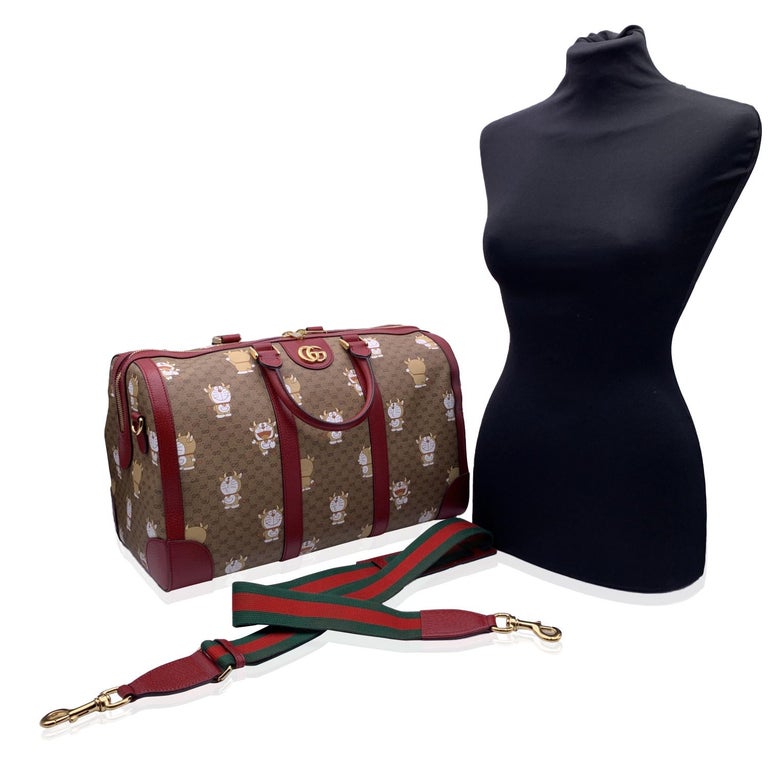 Gucci x Doraemon Mini GG Supreme Canvas Duffle Holdall Bag For Sale at ...
