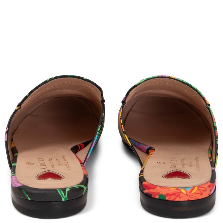 GUCCI X KEN SCOTT black FLORAL PRINCETOWN Mules SLippers Flats Shoes 38 ...