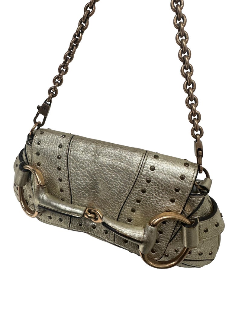 Gucci x Tom Ford Mini Horsebit Gold Leather Top Handle Bag For Sale at ...