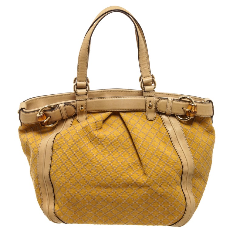 Gucci Yellow Bambus Gelb Diamante Handbag For Sale at 1stDibs