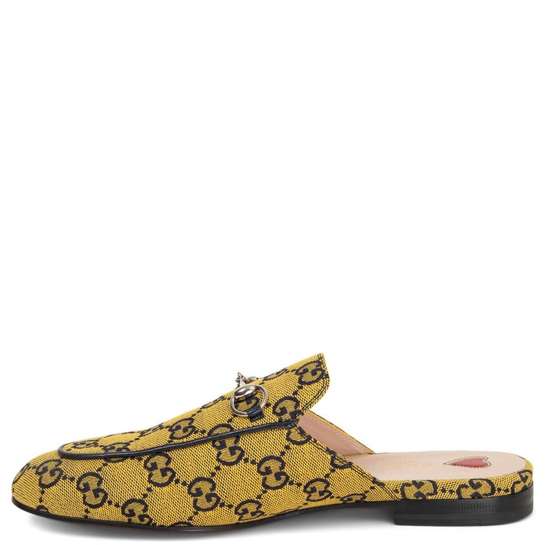 GUCCI yellow GG CANVAS PRINCETOWN Slippers Flats Shoes 38 at 1stDibs