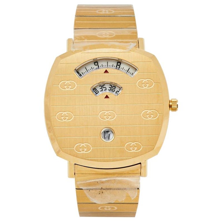 Gucci Yellow Gold PVD Stainless Steel Grip YA157409 Men's Wristwatch 38 ...