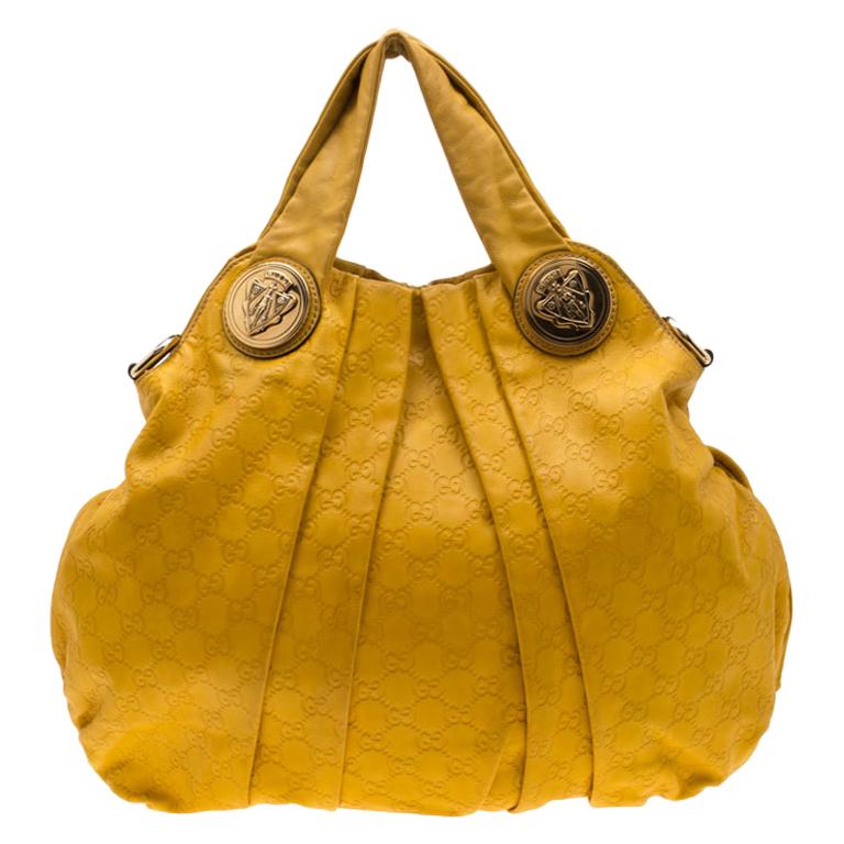 Gucci Yellow Guccissima Leather Large Hysteria Hobo For Sale at 1stDibs