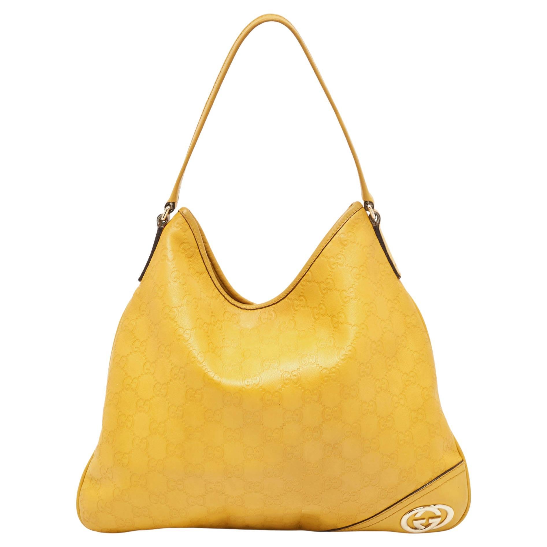 Gucci Yellow Guccissima Leather Medium Britt Hobo For Sale at 1stDibs