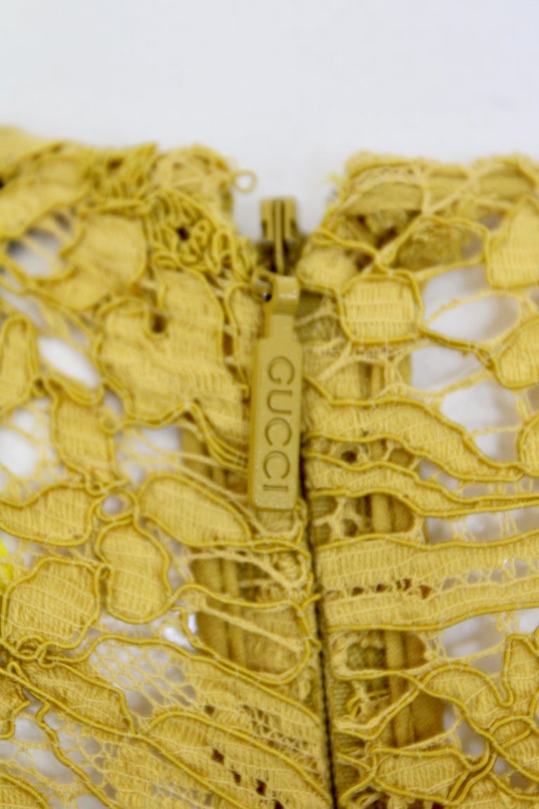 Gucci Yellow Lace Embroidered Runway Dress / Gown, Cruise 2016 - Retail ...