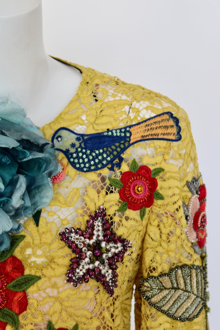 Gucci Yellow Lace Embroidered Runway Dress / Gown, Cruise 2016 - Retail ...