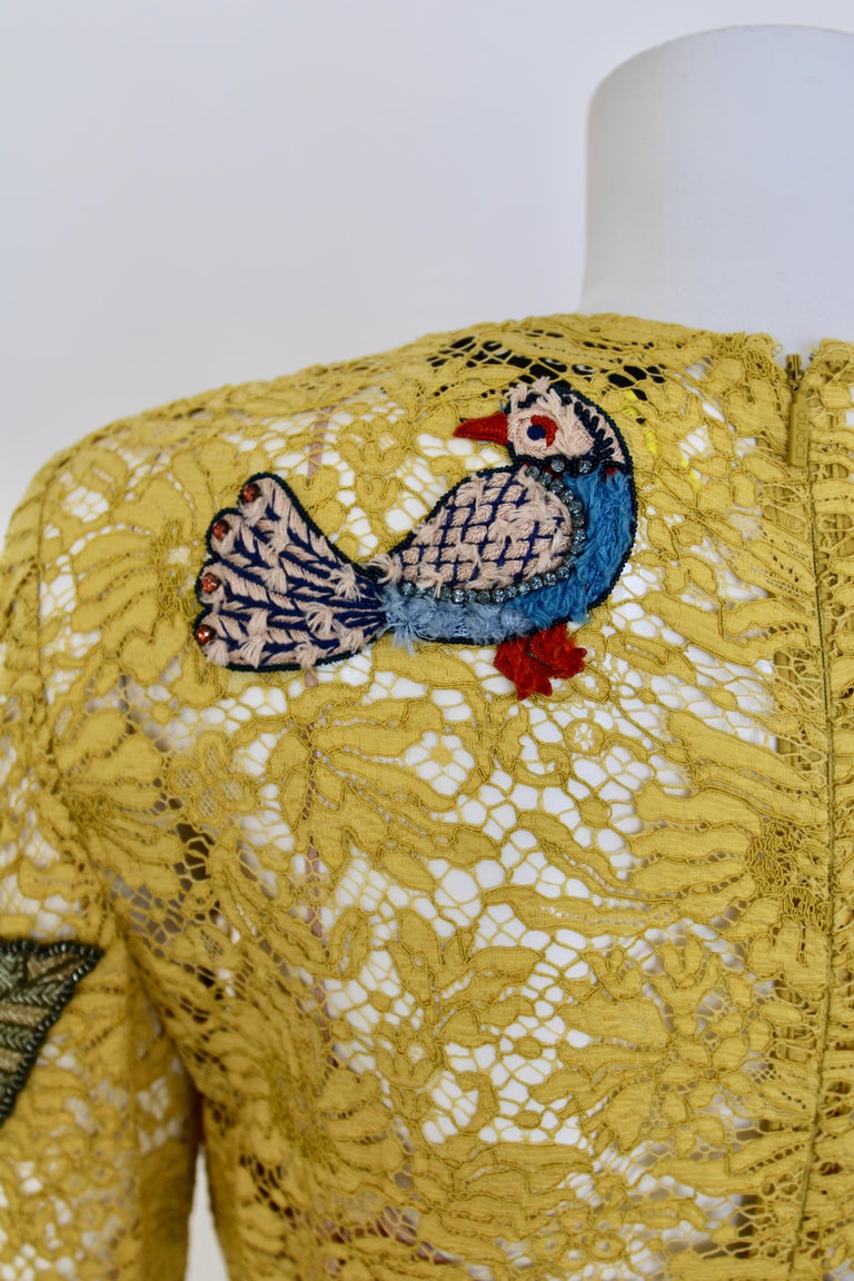 Gucci Yellow Lace Embroidered Runway Dress / Gown, Cruise 2016 - Retail ...