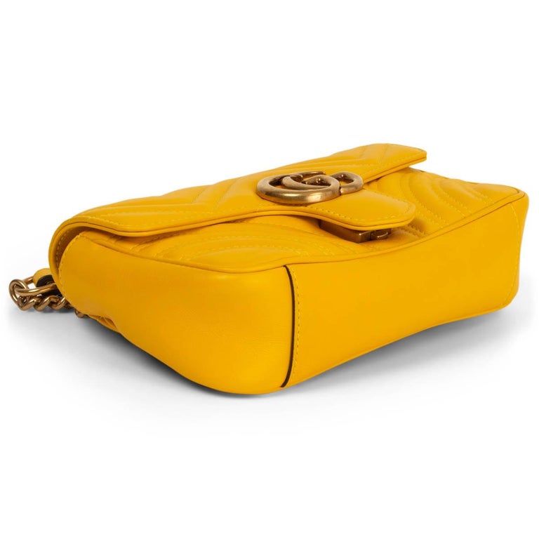 GUCCI yellow leather MARMONT MINI Shoulder Bag at 1stDibs