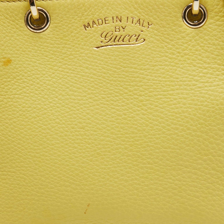 Gucci Yellow Leather Mini Bamboo Tote For Sale at 1stDibs