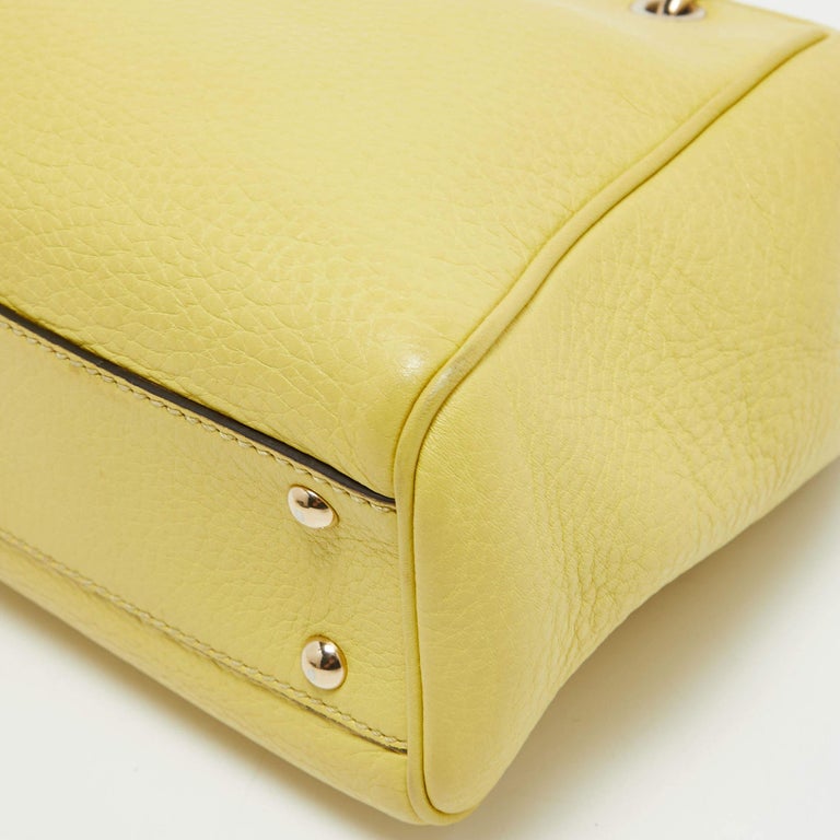 Gucci Yellow Leather Mini Bamboo Tote For Sale at 1stDibs