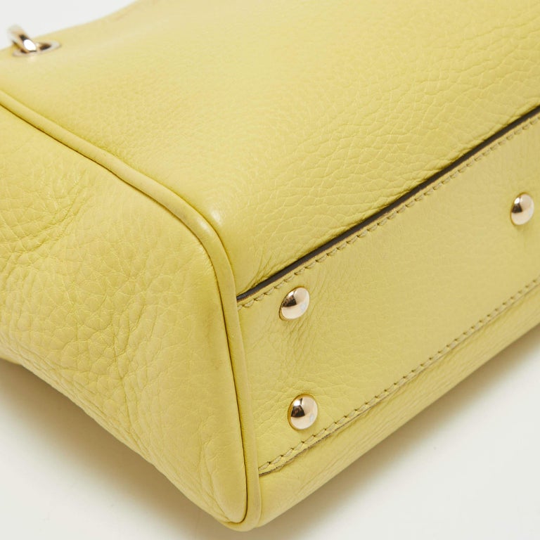 Gucci Yellow Leather Mini Bamboo Tote For Sale at 1stDibs