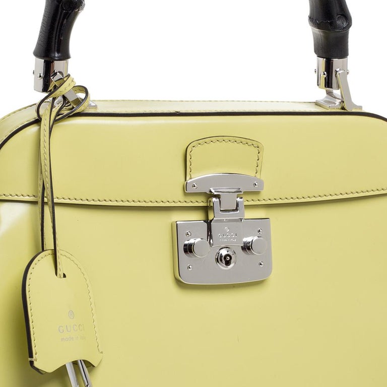 Gucci Yellow Patent Leather Lady Lock Bamboo Top Handle Bag at 1stDibs ...