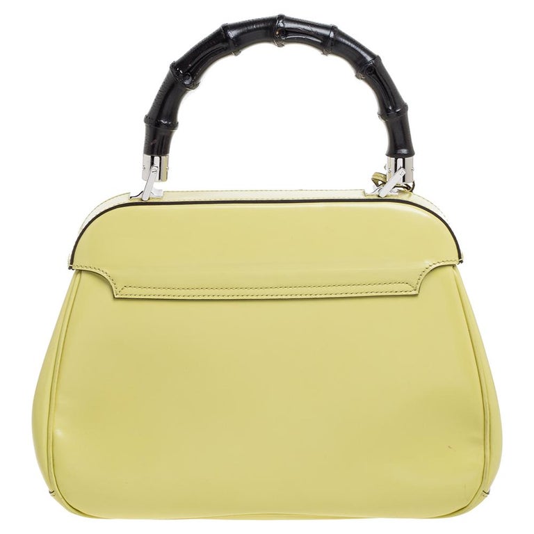 Gucci Yellow Patent Leather Lady Lock Bamboo Top Handle Bag at 1stDibs ...