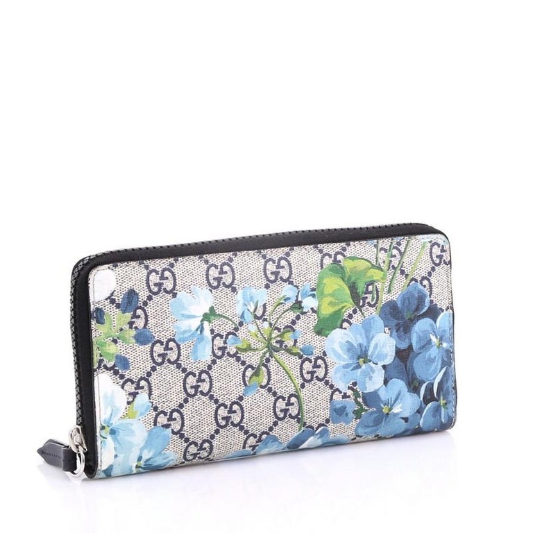 Gucci Zip Around Organizer Wallet Blooms Print GG Coated Canvas at 1stDibs