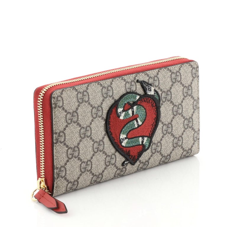 Gucci Zip Around Wallet GG Coated Canvas with Applique at 1stDibs