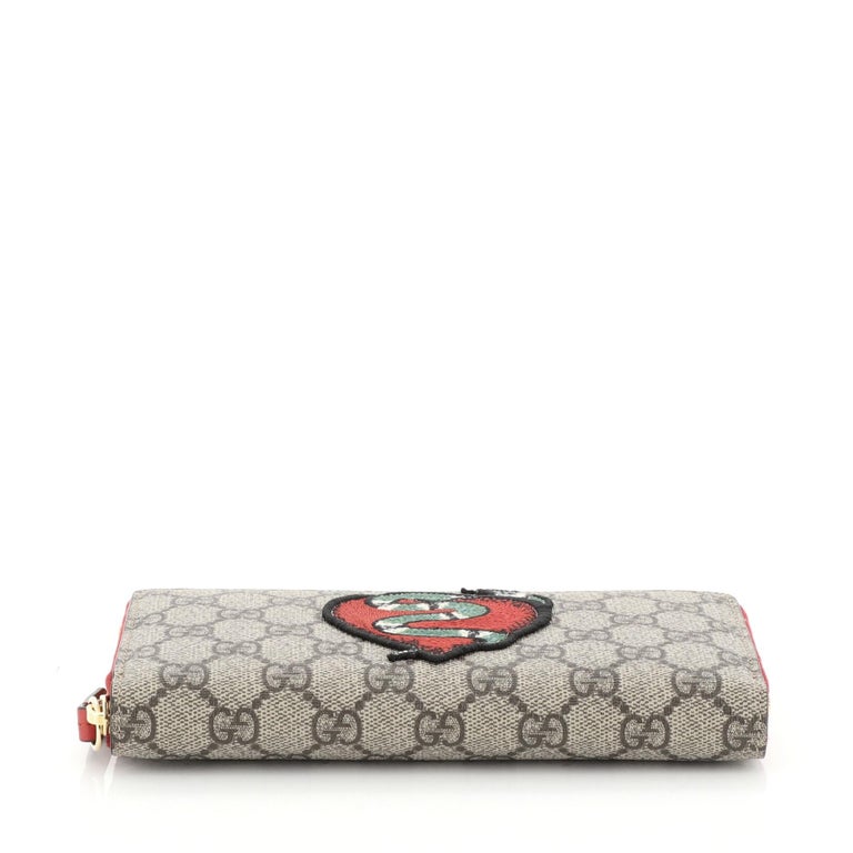 Gucci Zip Around Wallet GG Coated Canvas with Applique at 1stDibs