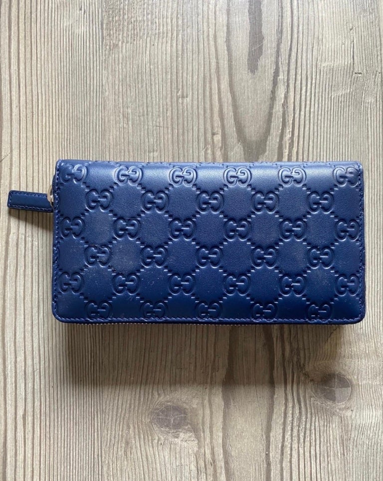 Gucci Zip Around Wallet NY Yankees Patch Royal Blue For Sale at 1stDibs