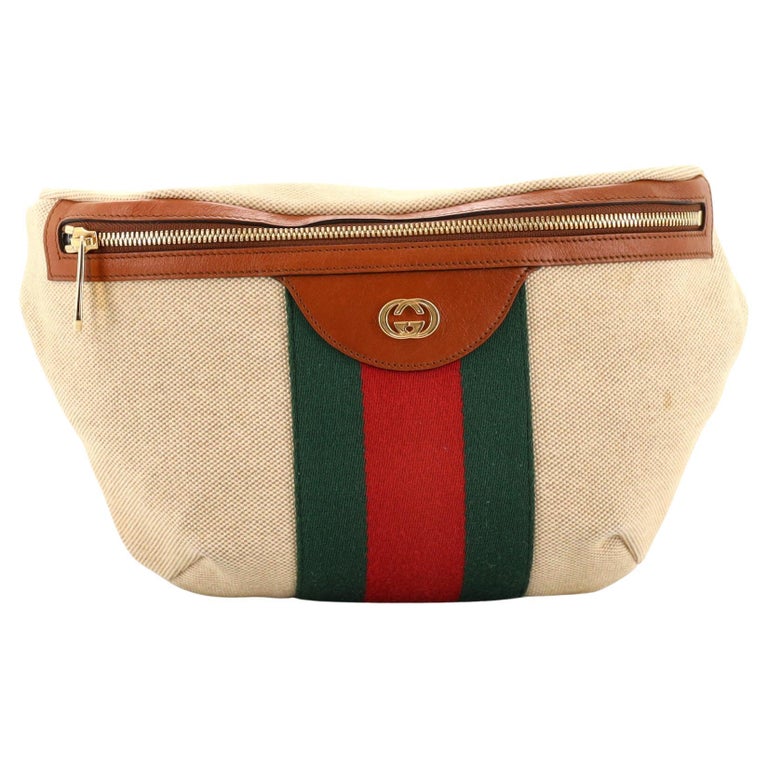 Gucci Zip Belt Bag Vintage Web Canvas Large For Sale at 1stDibs