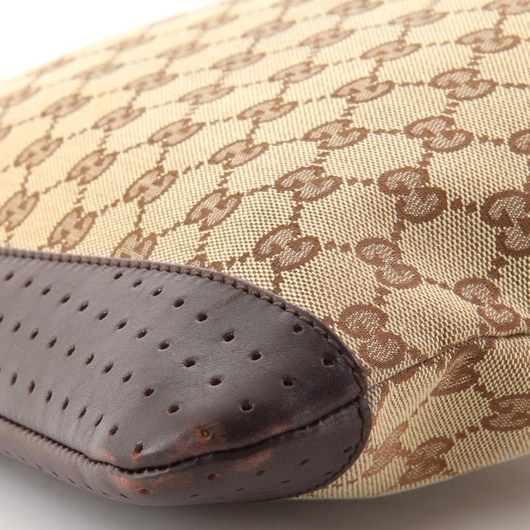 Gucci Zip Messenger Bag GG Canvas with Perforated Leather Medium at 1stDibs
