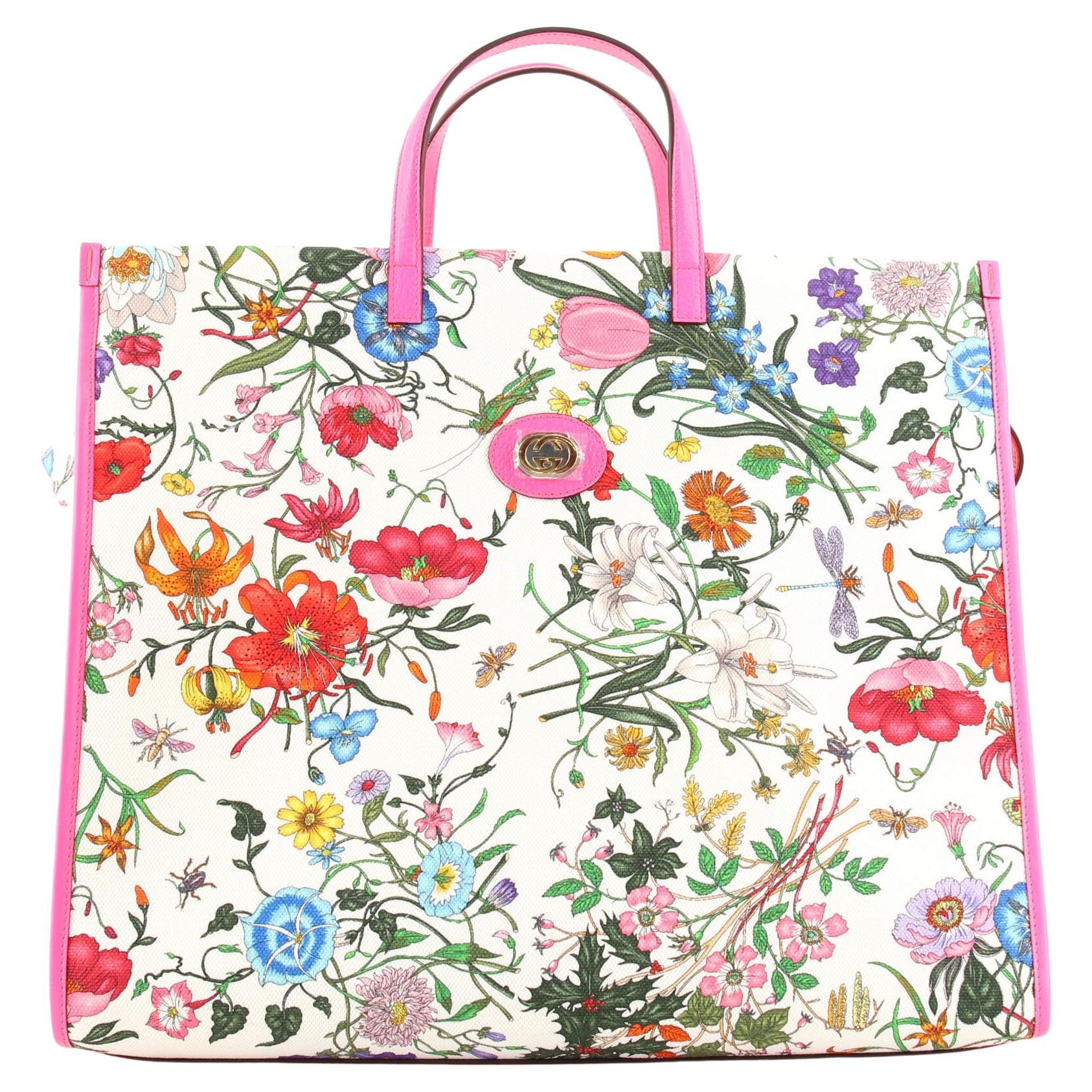 Gucci Zip Tote Flora Canvas Large at 1stDibs