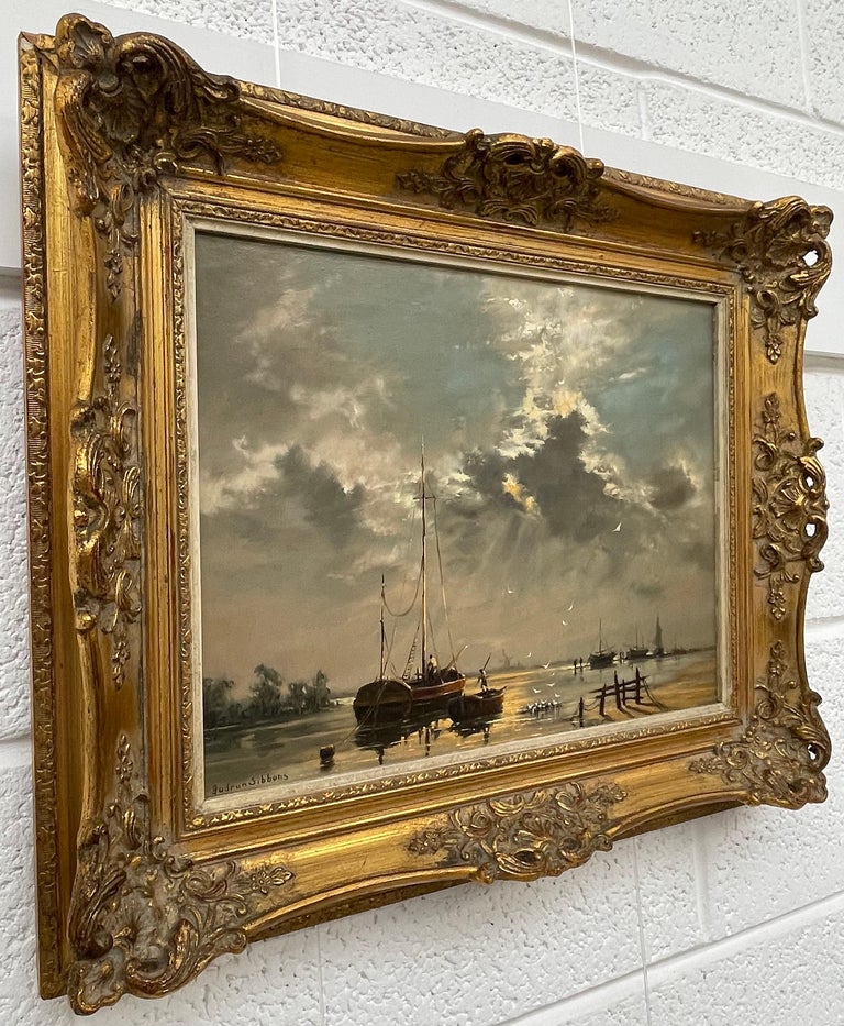 Gudrun Sibbons - Oil Painting of Evening Scene with Moored Boats in ...