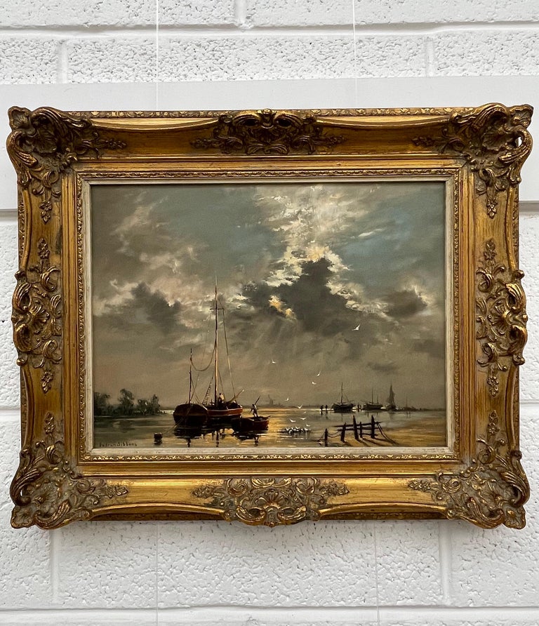 Gudrun Sibbons - Oil Painting of Evening Scene with Moored Boats in ...