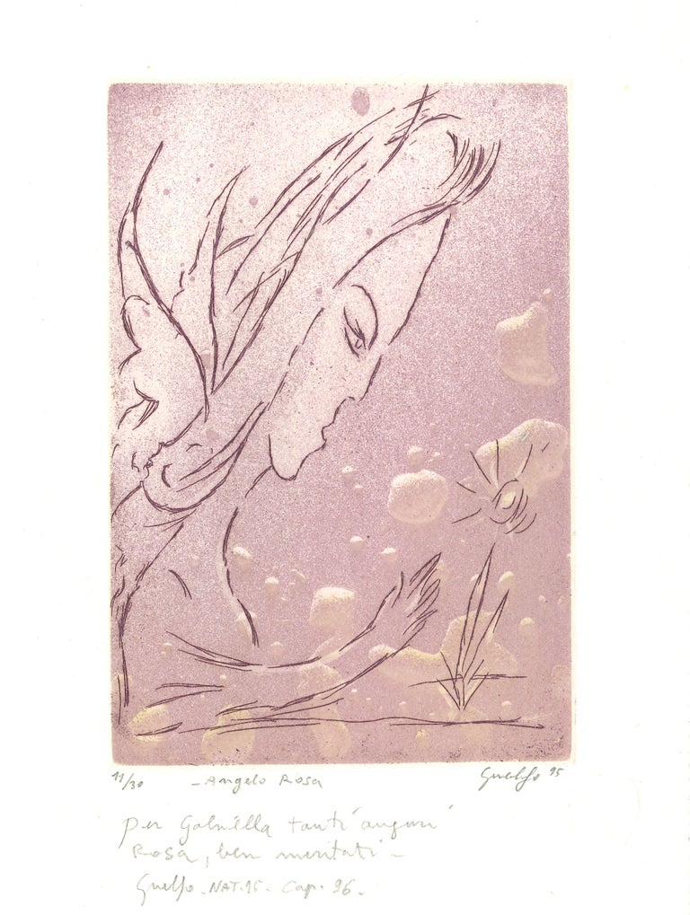 Guelfo Bianchini - Rose Angel - Original Etching by Guelfo Bianchini ...
