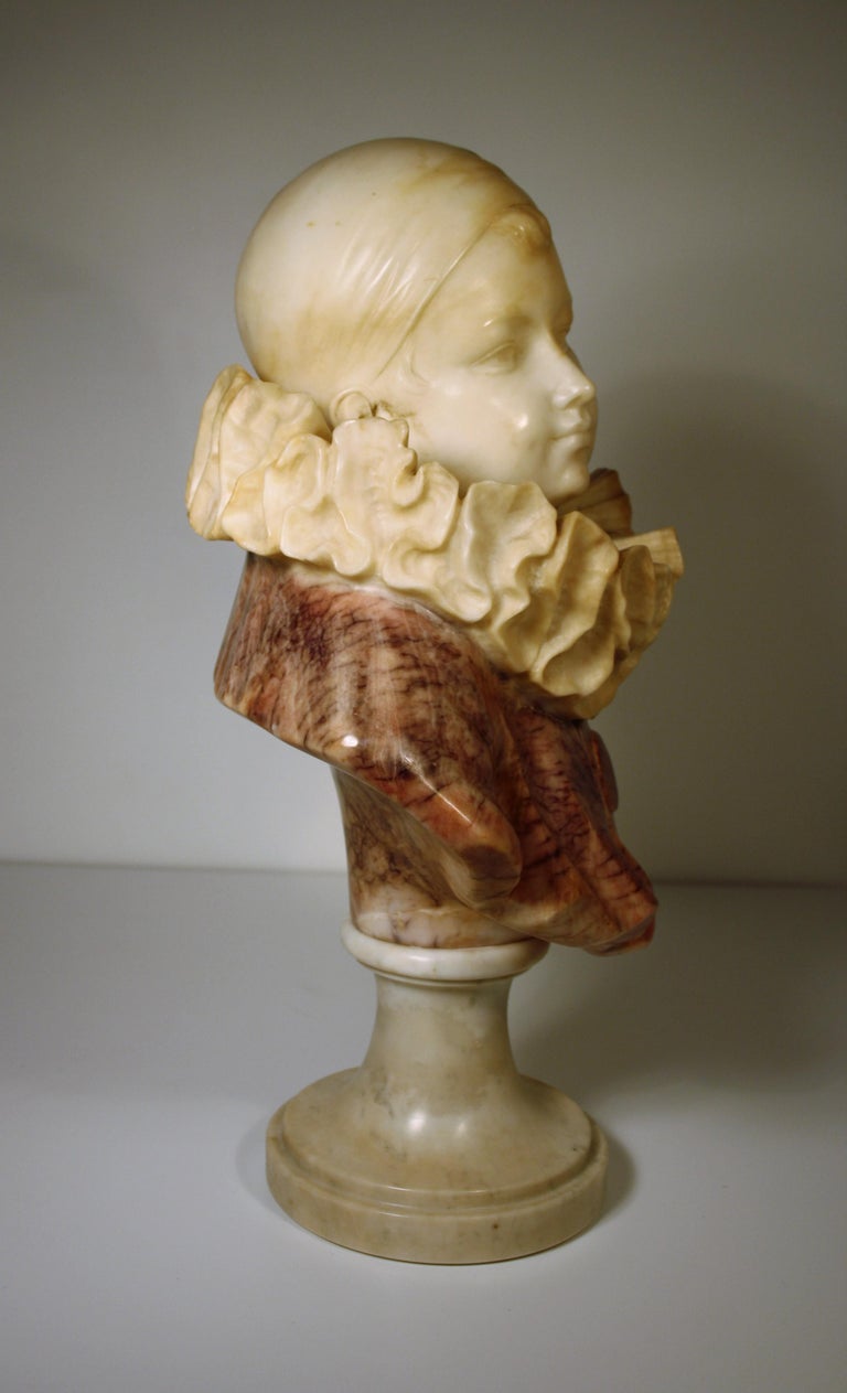 Guglielmo Pugi Fine Carved Alabaster Sculpture of a Young Pierrot at ...