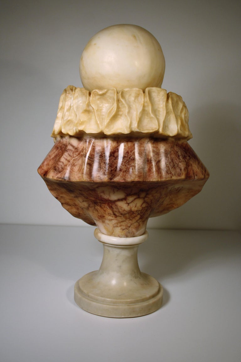 Guglielmo Pugi Fine Carved Alabaster Sculpture of a Young Pierrot at ...