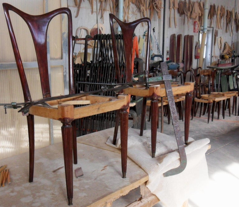 Guglielmo Ulrich Six Dining Chairs, Fully restored, Luxury Red Eel ...