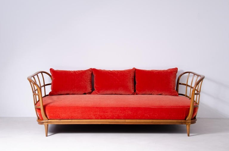 Guglielmo Ulrich, Unique Daybed in Cherry Wood with Seat and Cushion ...